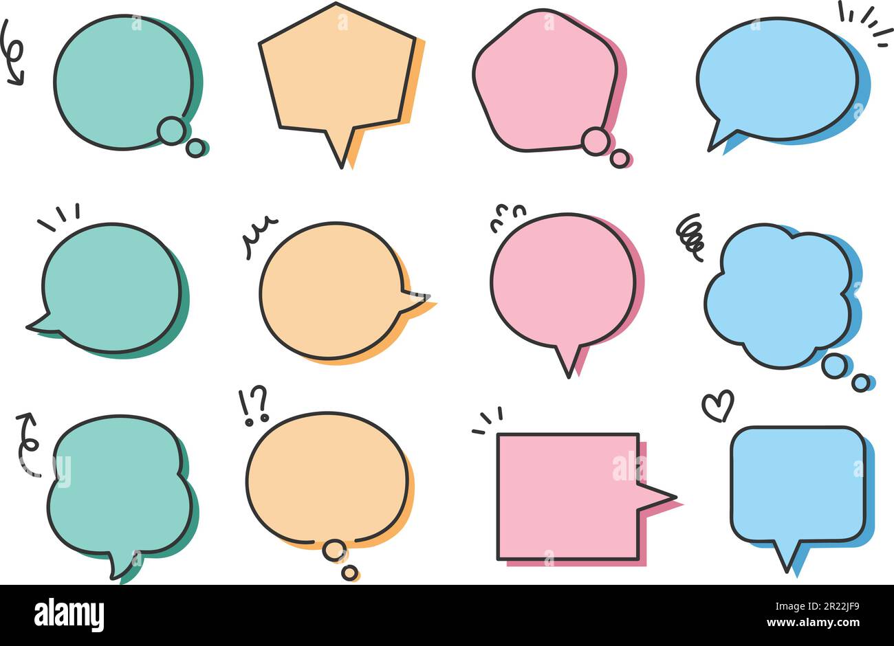 Set of colorful speech bubbles in various colors and shapes, vector ...