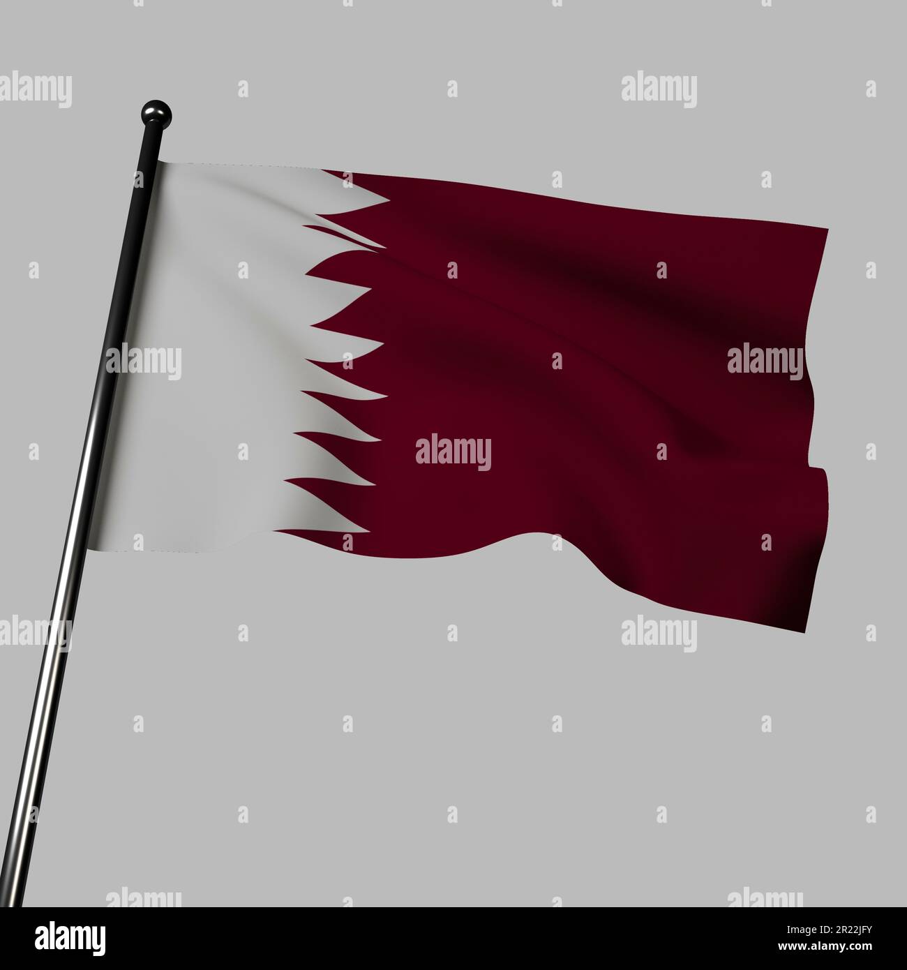 The Qatar flag waves in 3D, with a maroon band symbolizing bravery ...