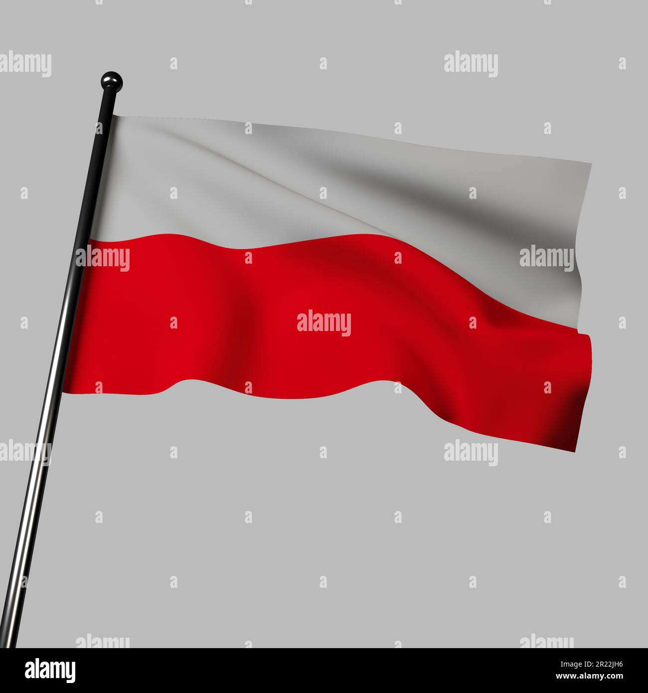 The Poland flag waves proudly in 3D, featuring two horizontal stripes ...