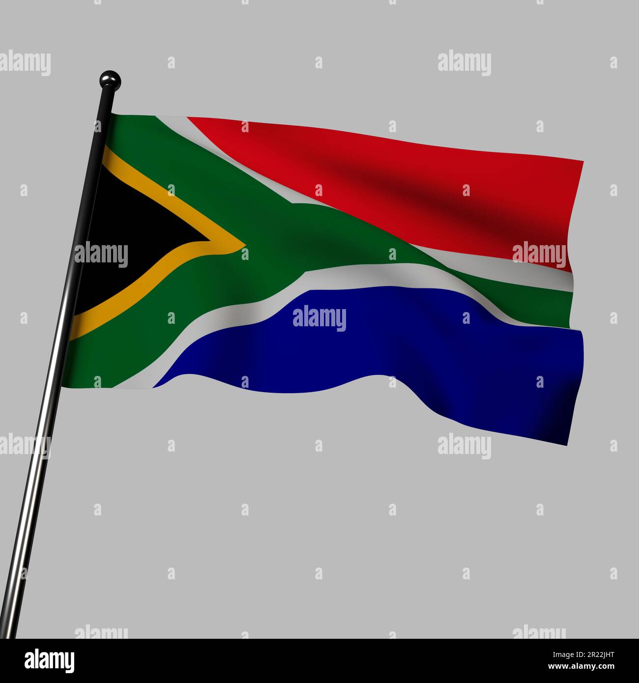 Illustration of South Africa's flag waving in the wind, isolated on a ...