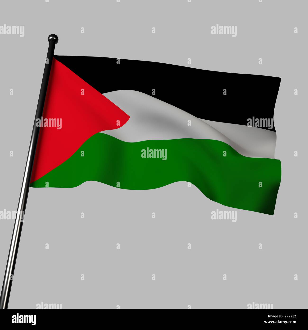 3D illustration of the flag of the State of Palestine waving in the ...