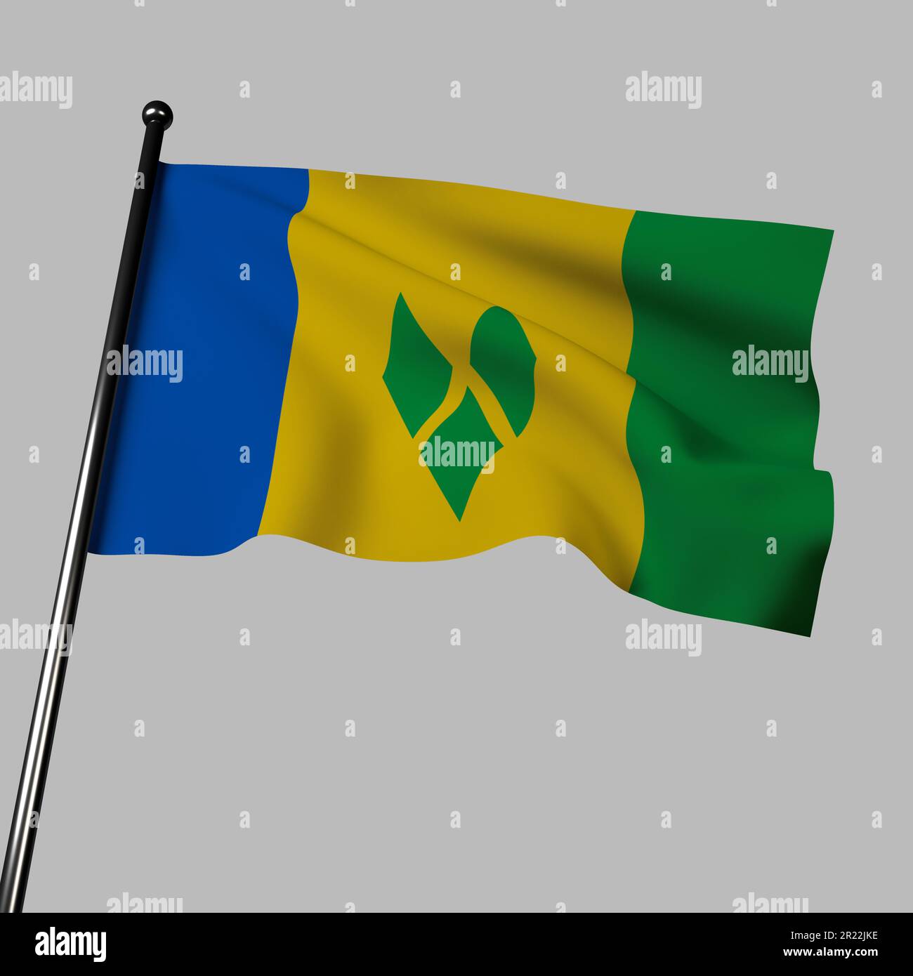 Illustration of St. Vincent and the Grenadines' flag waving in the wind ...