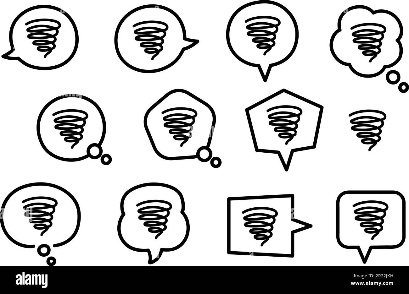 Set of hand-drawn speech bubbles and dizzy signs for a comic design ...