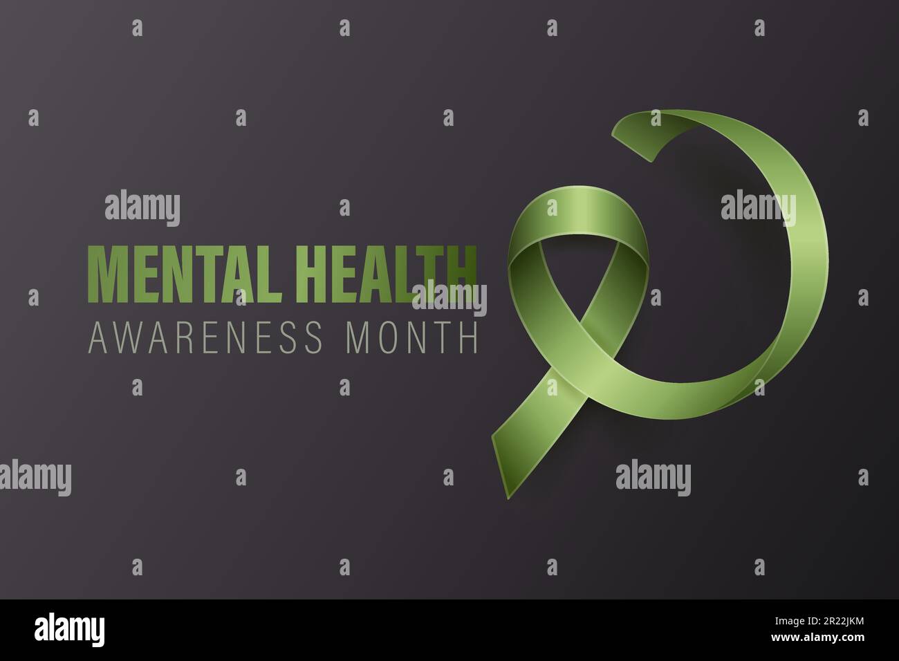 Mental Health Awareness Month Banner Card Placard With Vector 3d