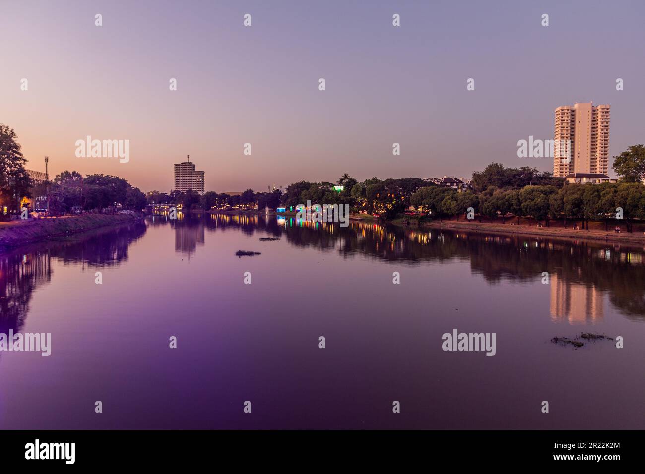Evening view of Ping river in Chiang Mai, Thailand Stock Photo - Alamy