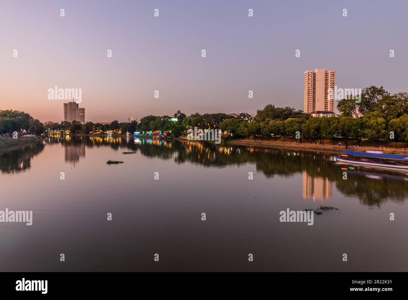 Evening view of Ping river in Chiang Mai, Thailand Stock Photo - Alamy