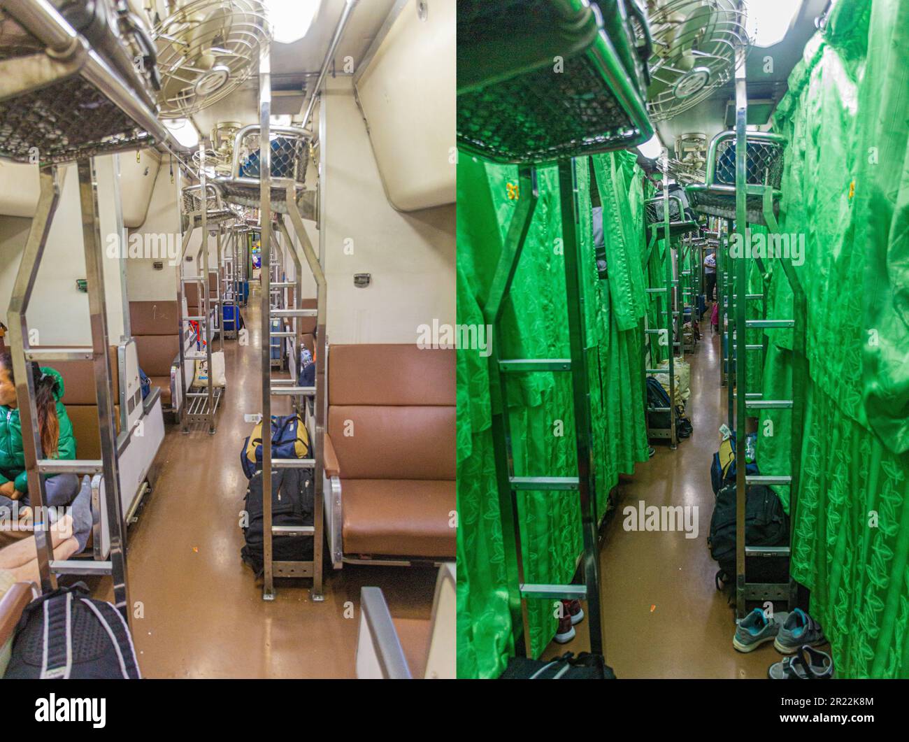 CHIANG MAI, THAILAND - DECEMBER 13, 2019: Interior of a long distance ...