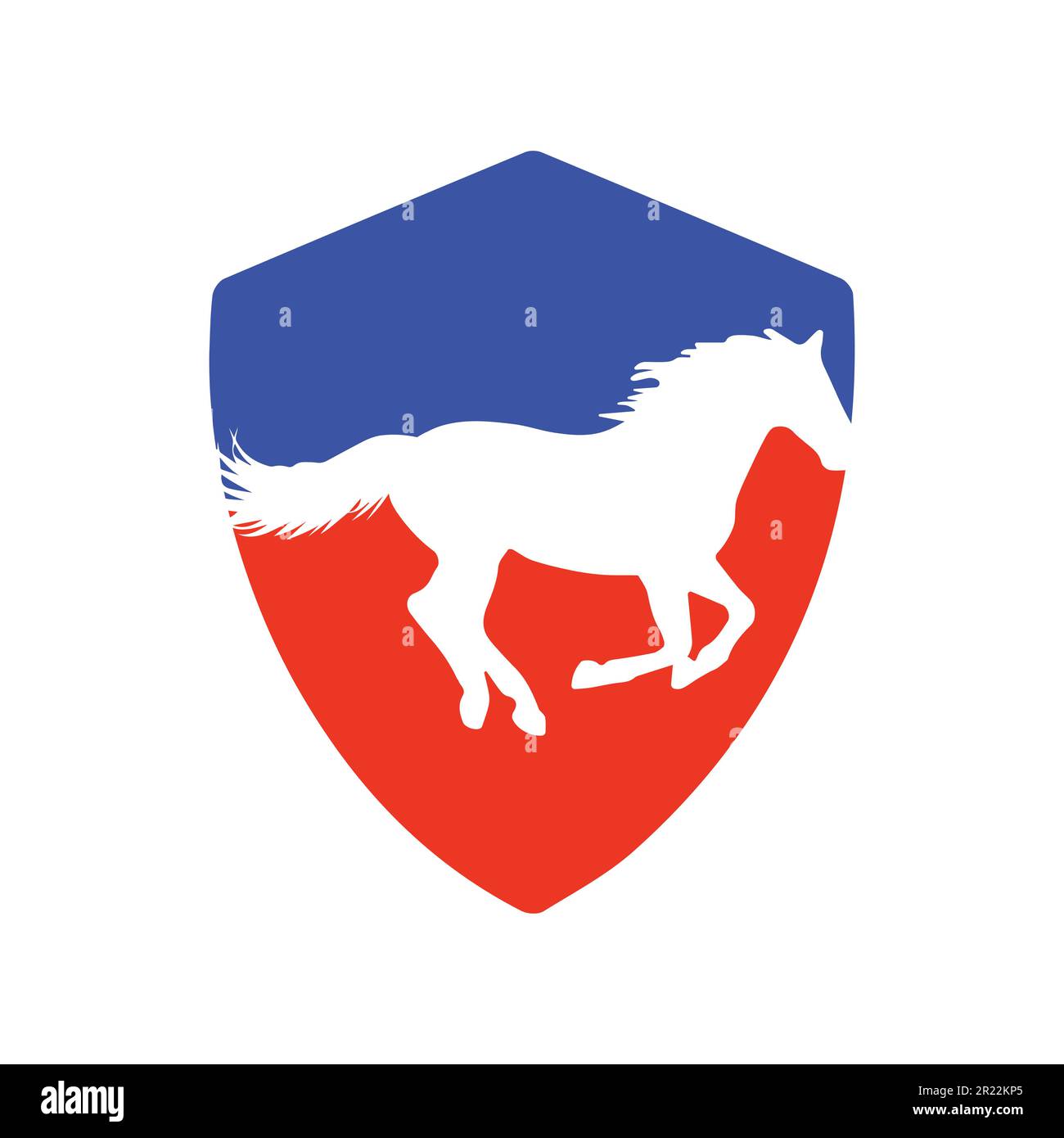 Horse running icon vector illustration inside a shape of shield blue ...