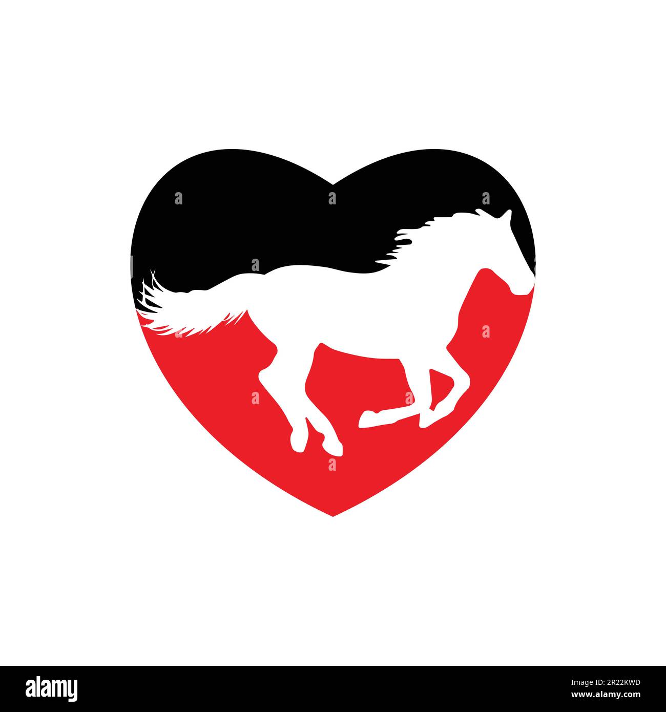 Horse running icon vector illustration inside a shape of heart red and ...