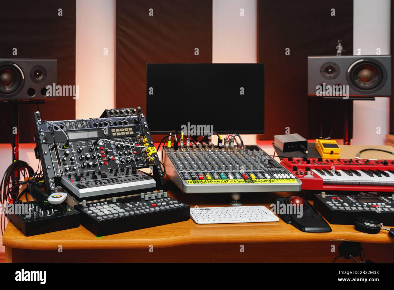 Sound production equipment in production studio Stock Photo - Alamy