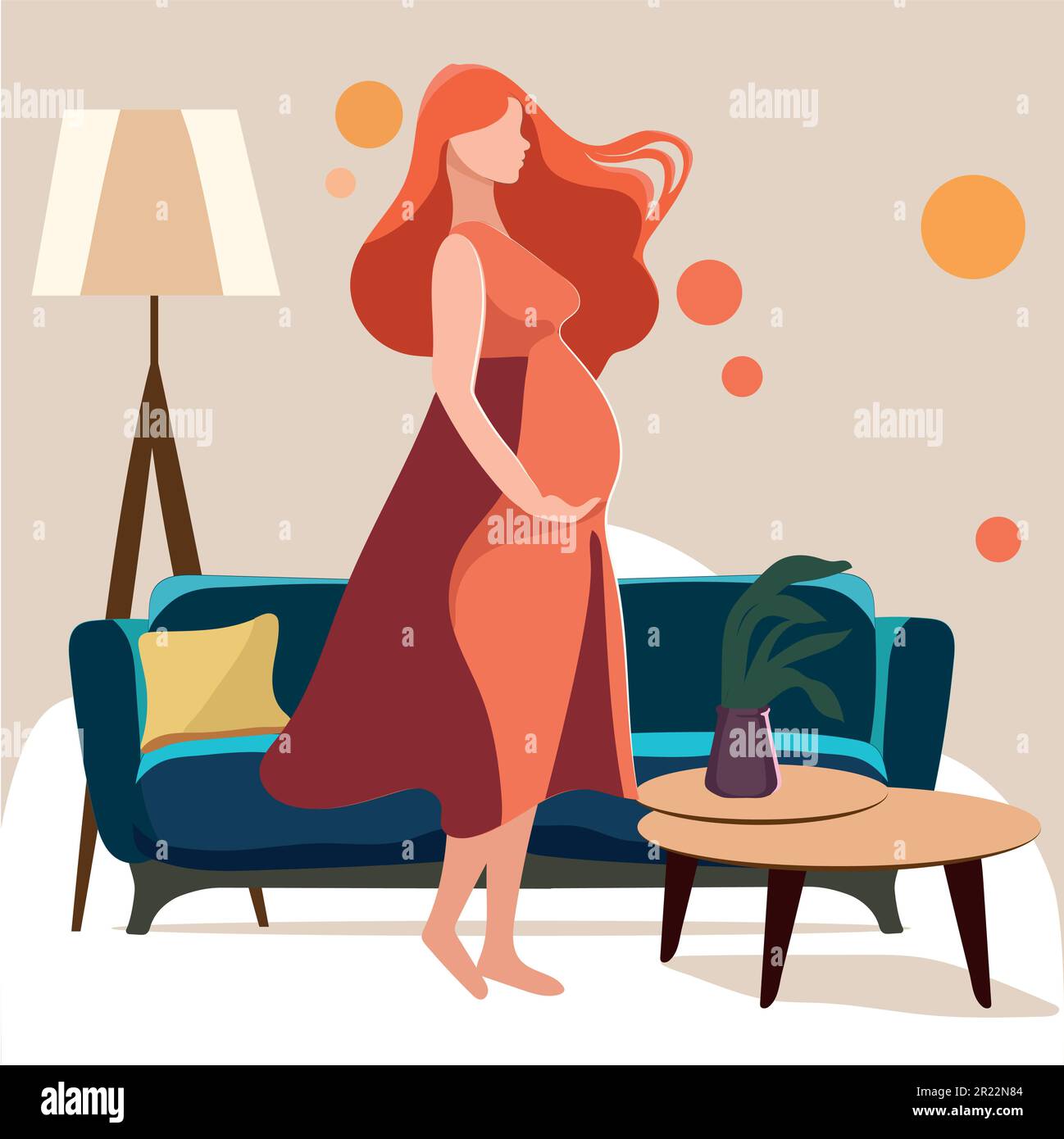 Pregnant woman, concept vector illustration in cute cartoon style ...