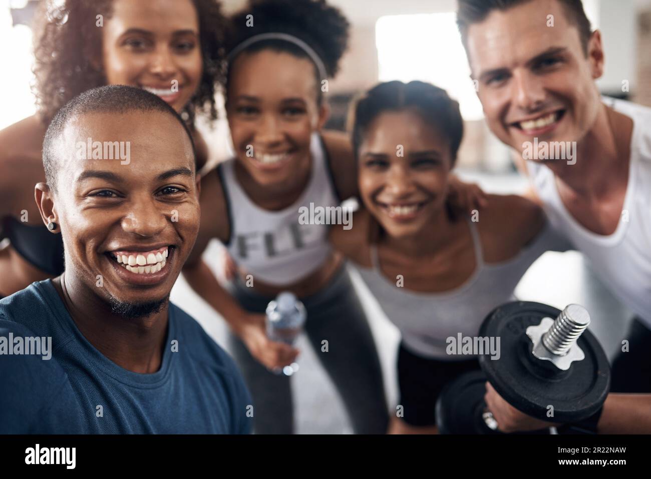 The best buddies are gym buddies. a group of young people taking a ...