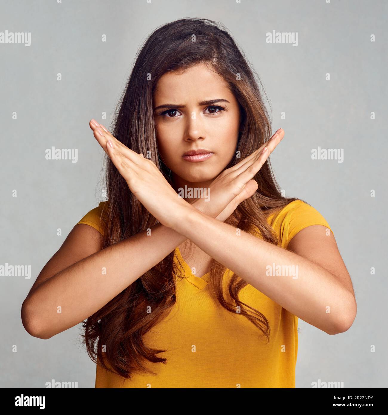 You dont want to cross her. Studio portrait of an attractive young ...