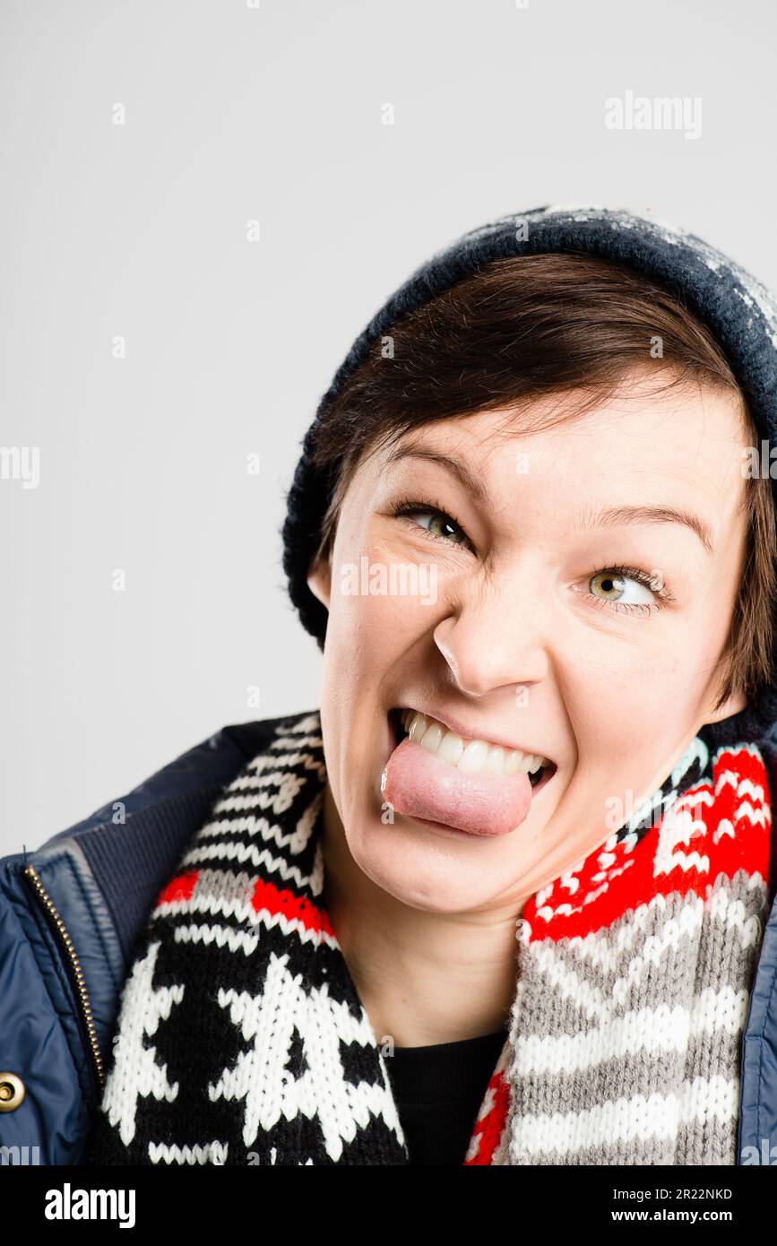 Lifes too short to be serious. an attractive young woman standing alone ...