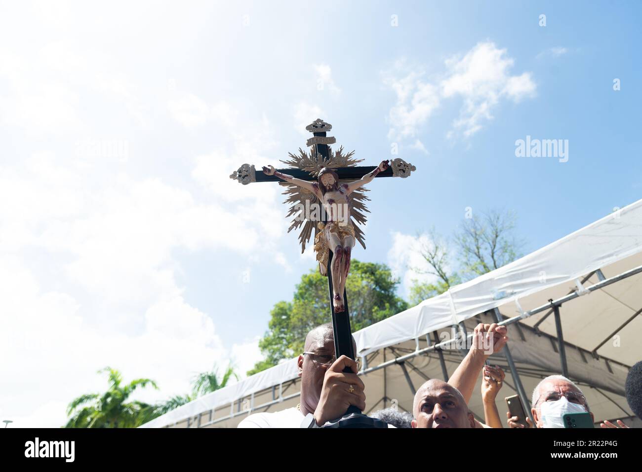 Salvador, Bahia, Brazil - January 06, 2023: Catholic faithful accompany ...