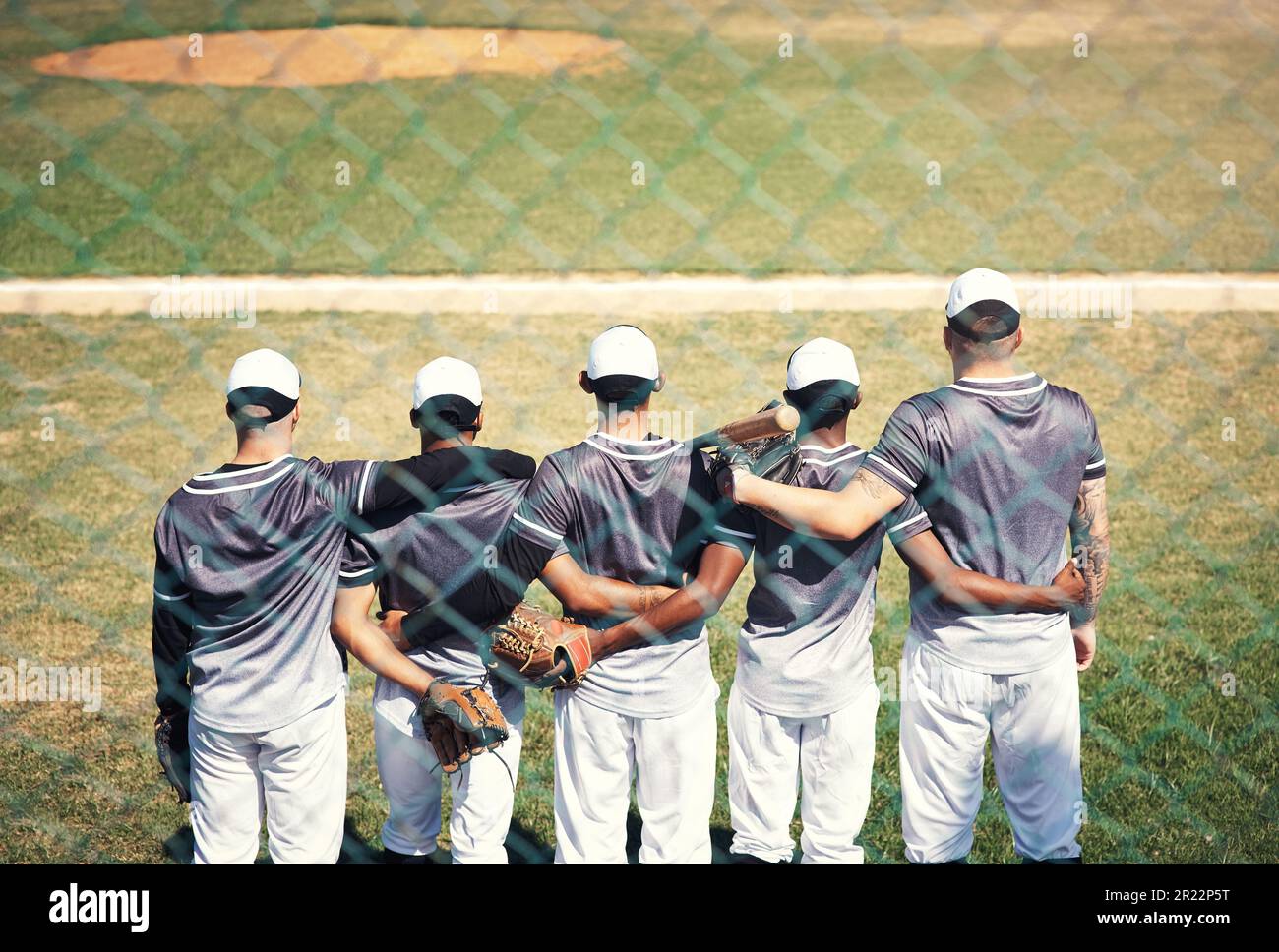 They dont call it team mate for nothing. Rearview shot of a group of ...