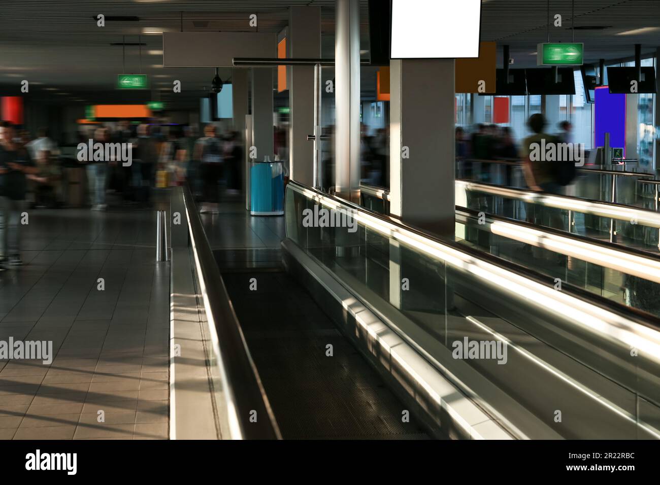Interior of airport terminal with travelator. Air travel Stock Photo ...