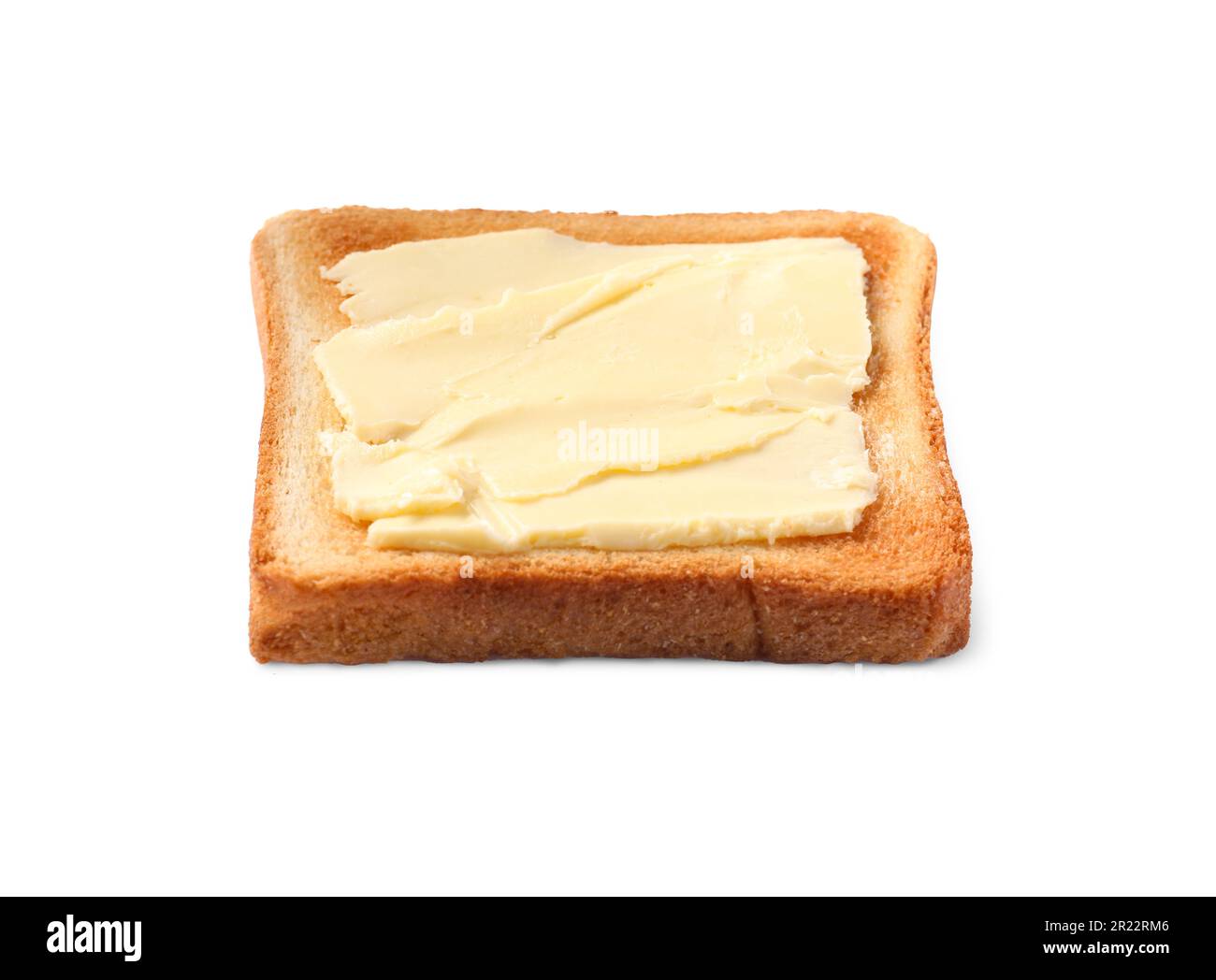 Delicious crispy toast with butter isolated on white Stock Photo - Alamy