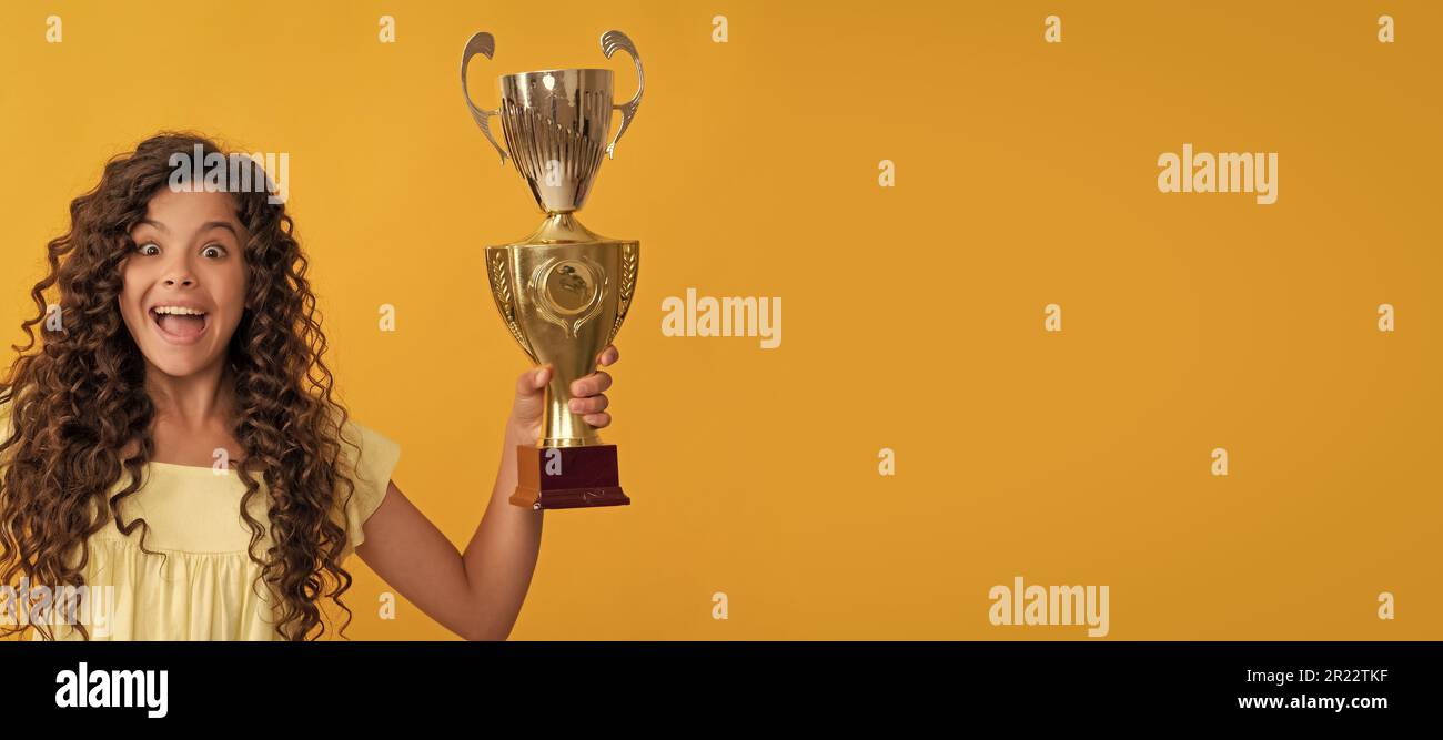 best curl. girl has wavy hairdo. portrait of frizz child. haircare and ...