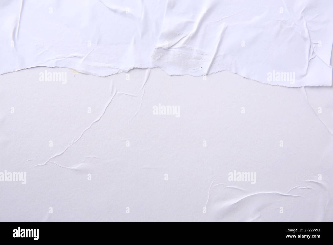 Texture of white torn paper poster, top view. Space for text Stock ...