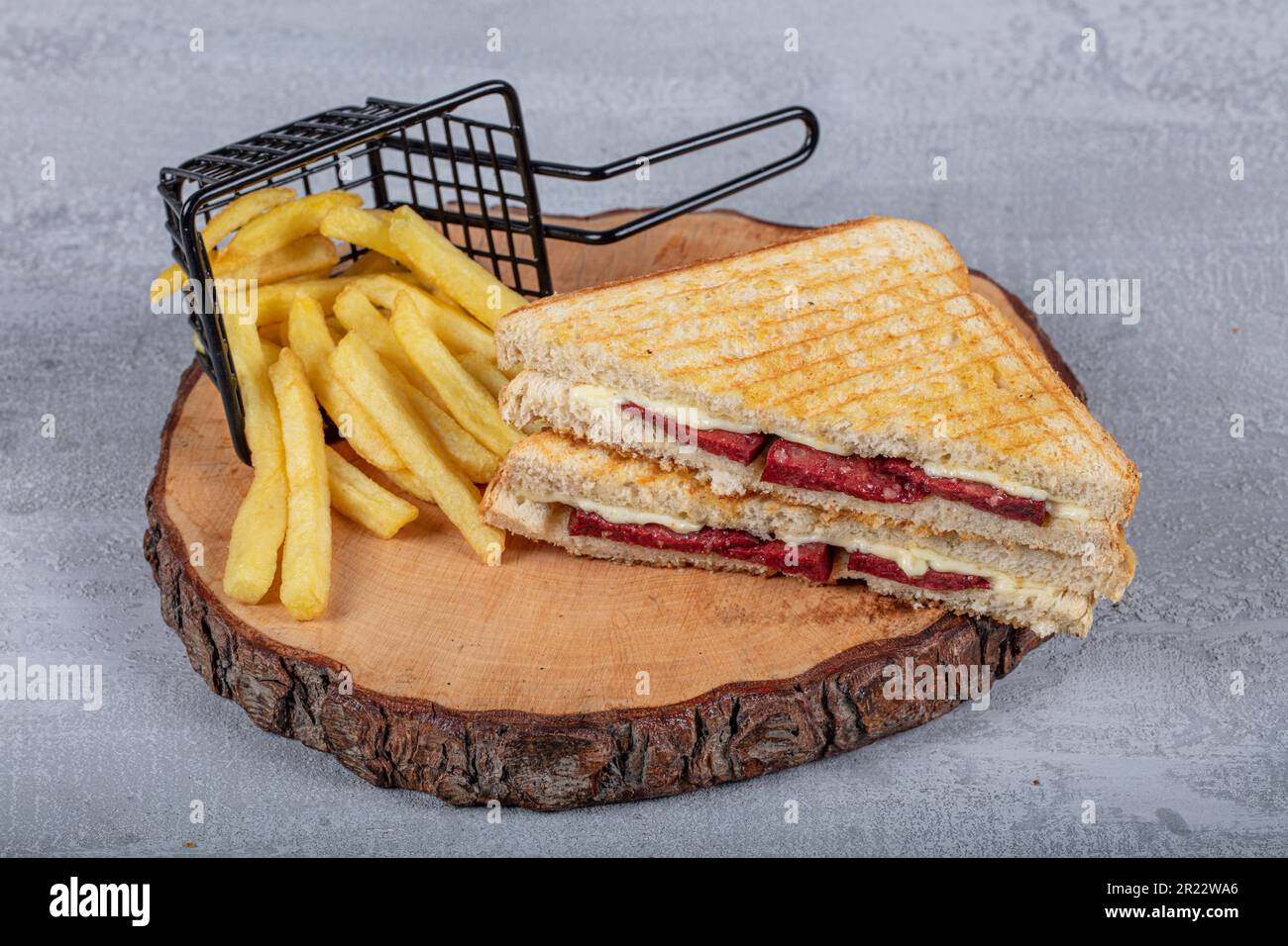 Turkish toast, mixed toast with cheddar cheese, sausage and ham, with ...