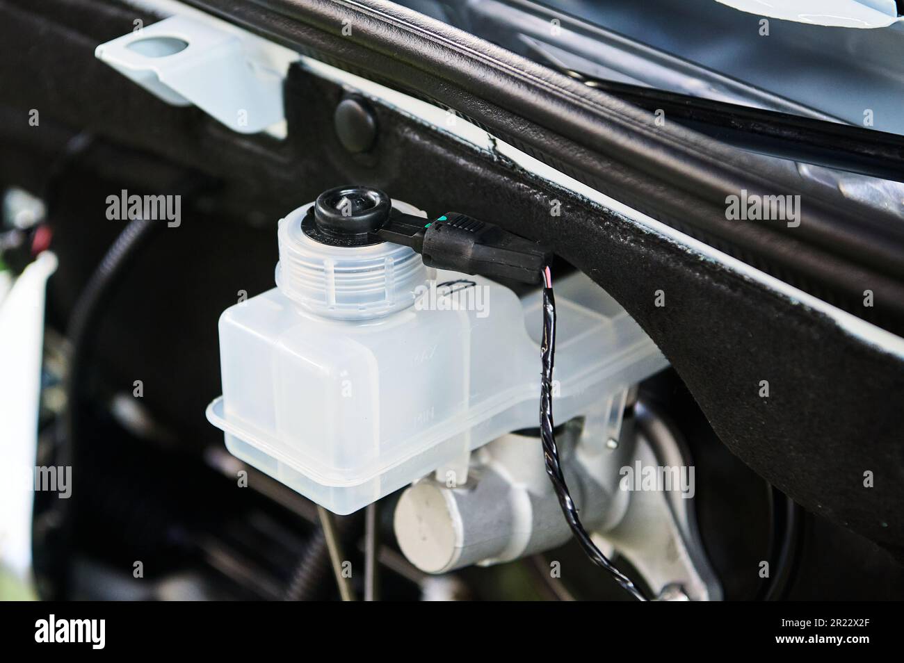 Open car engine section with vacuum assisted brakes Stock Photo - Alamy