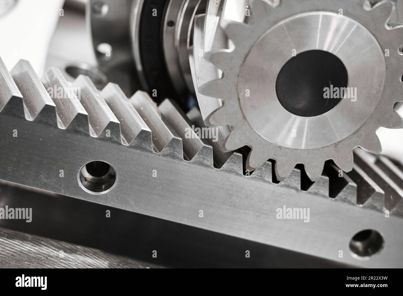 Transmission with metal cogwheel in assembling workshop Stock Photo - Alamy