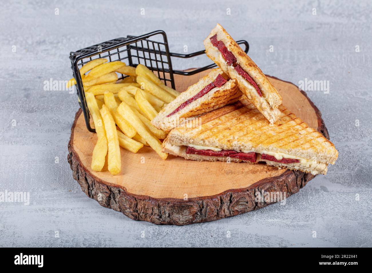 Turkish toast, mixed toast with cheddar cheese, sausage and ham, with ...