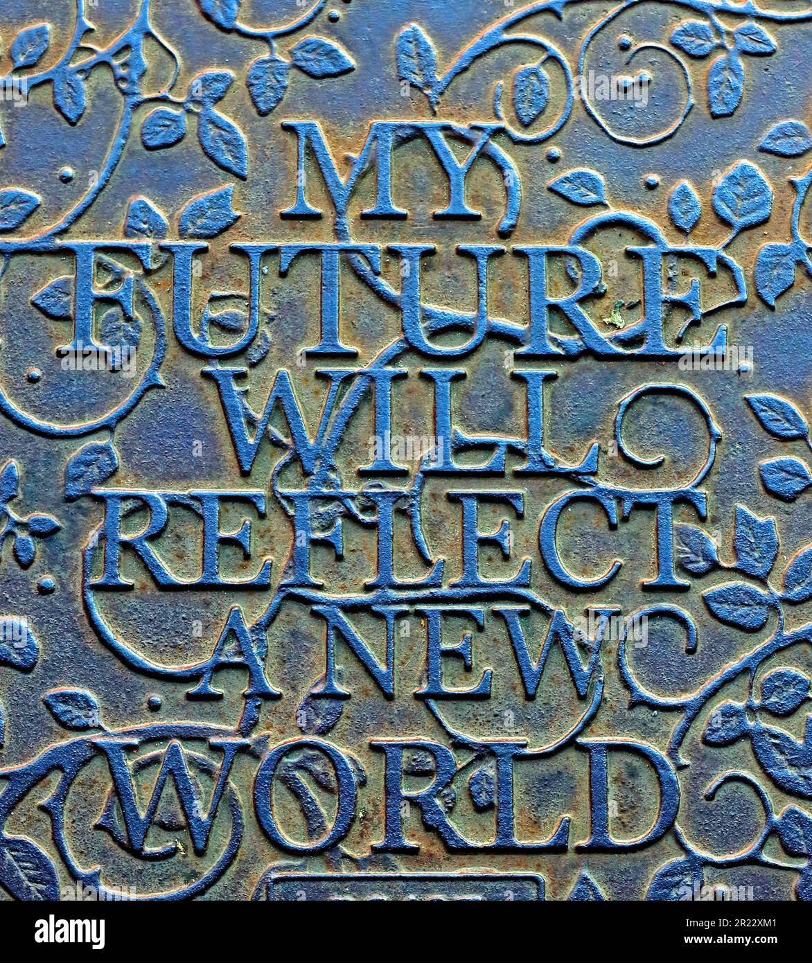 Embossed iron grid - My Future Will Reflect a New World, Port of ...