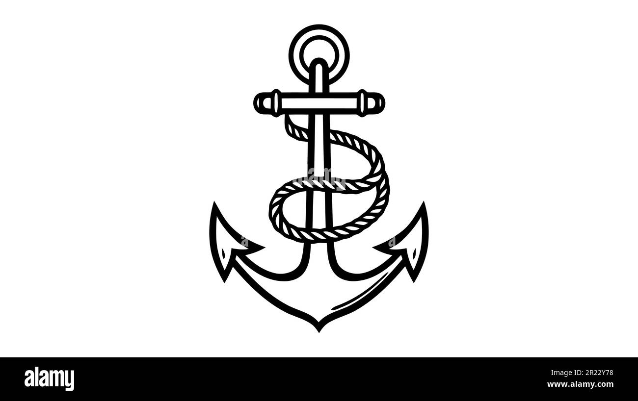 Anchor vector icon logo boat symbol pirate helm Nautical maritime ...