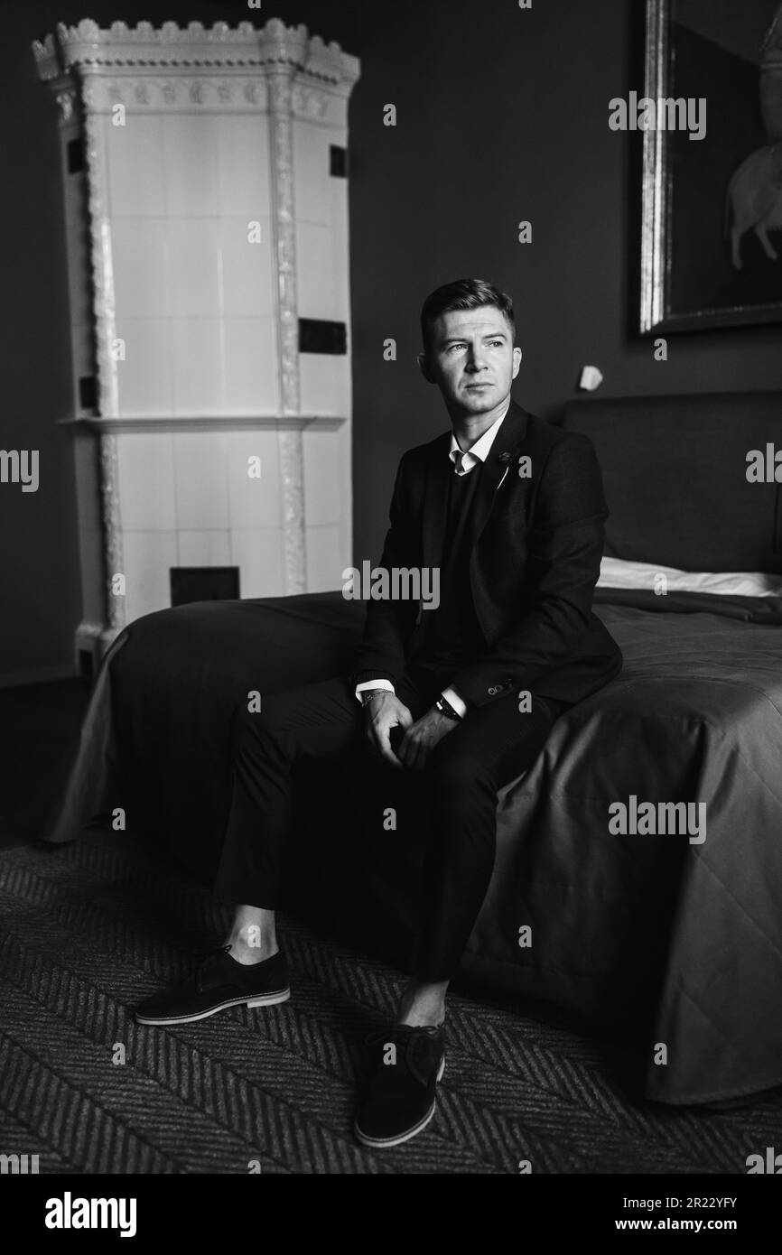 handsome men bw portrait studio Stock Photo - Alamy