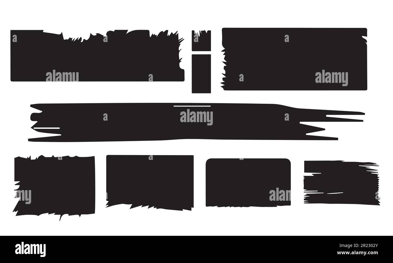 A set of black ink brush stroke banners. Isolated Ink brush stroke ...