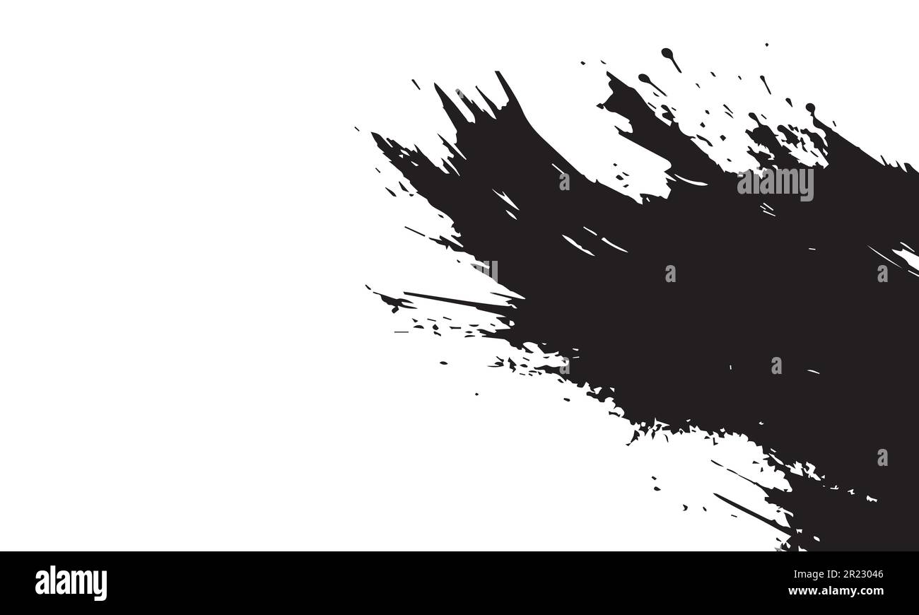 A black ink spot on a white background Isolated brush stroke Stock ...