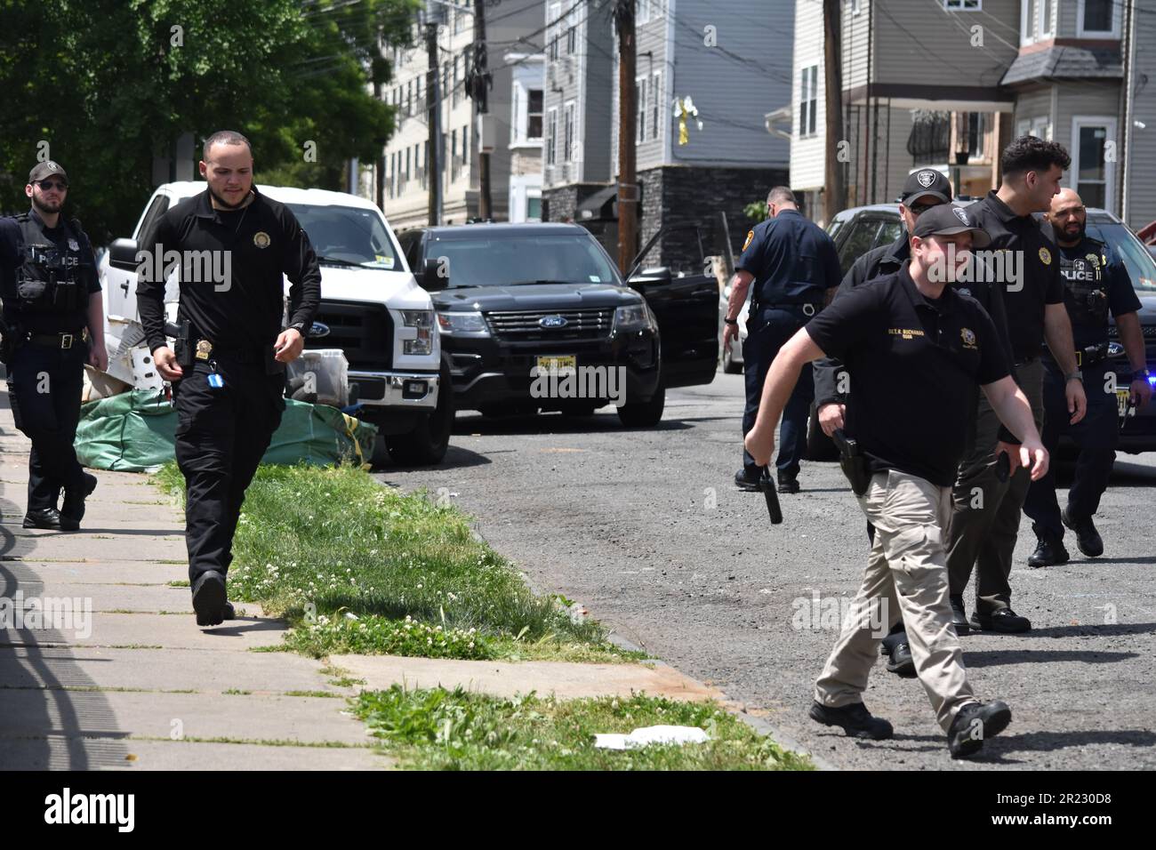 Paterson, United States. 16th May, 2023. Police officers from the ...
