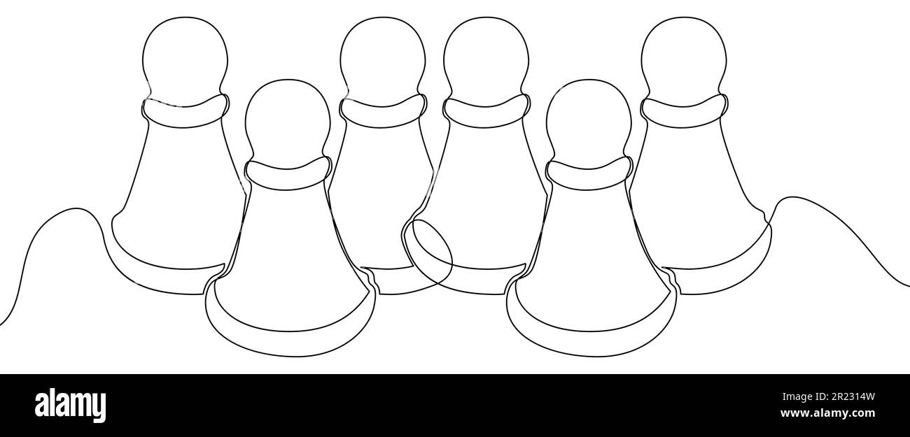 One continuous line of pawns, chess pieces. Thin Line Pawn Illustration ...