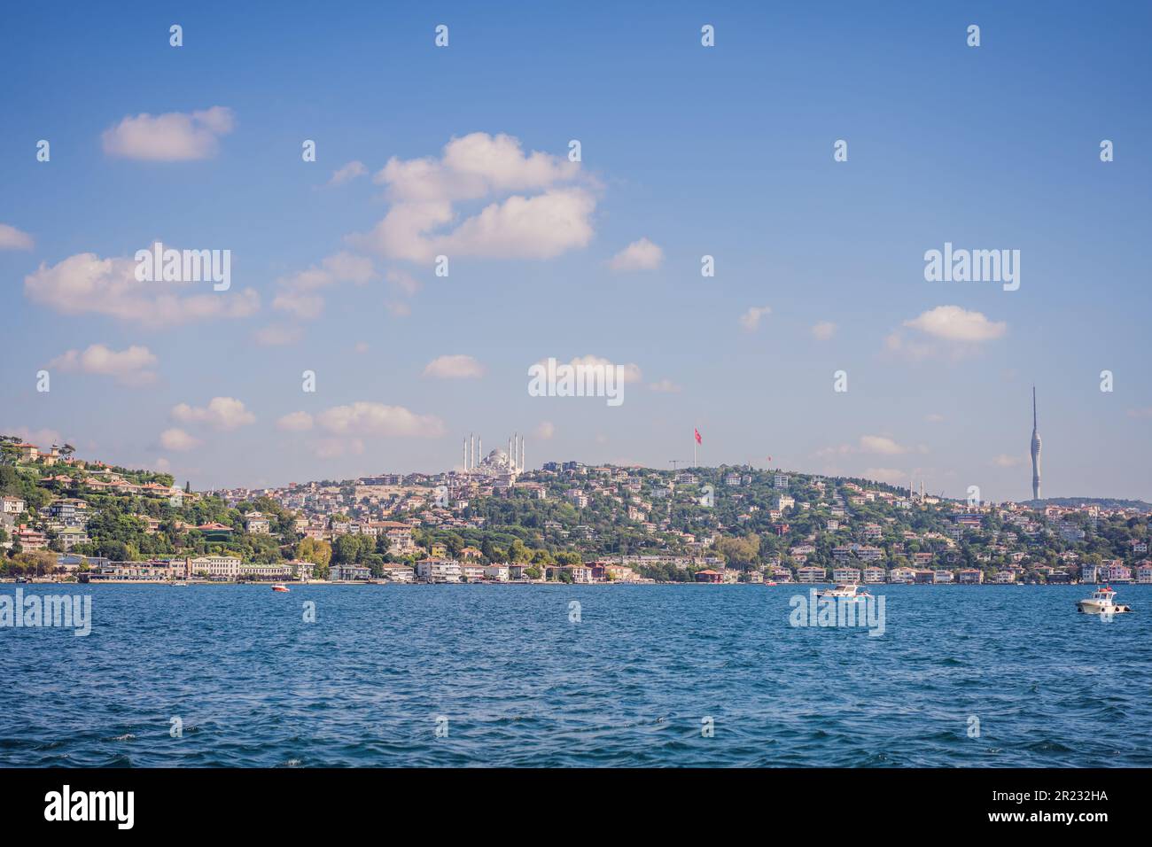 Camlica Tower TV Tower in the historical city of Istanbul, TURKEY Stock ...