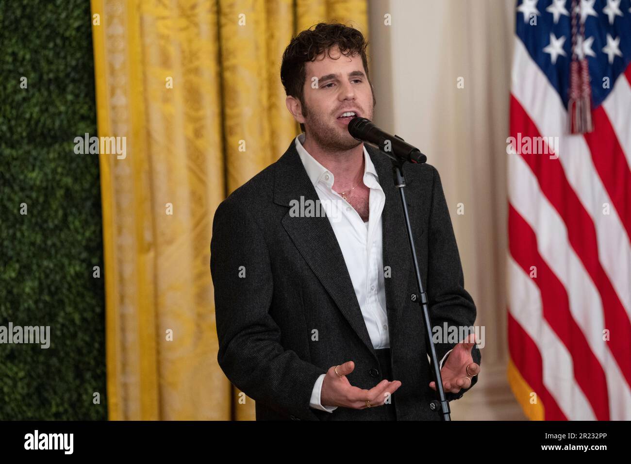 Cast member of the Broadway musical “Parade” Ben Platt, performs at an ...
