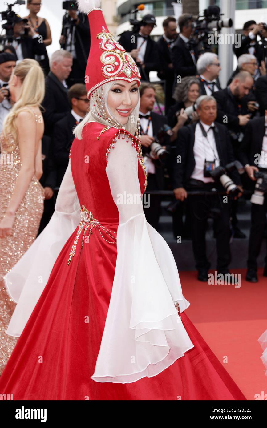 Cannes, France. 16th May, 2023. Aliia Roza walk the first red carpet of ...