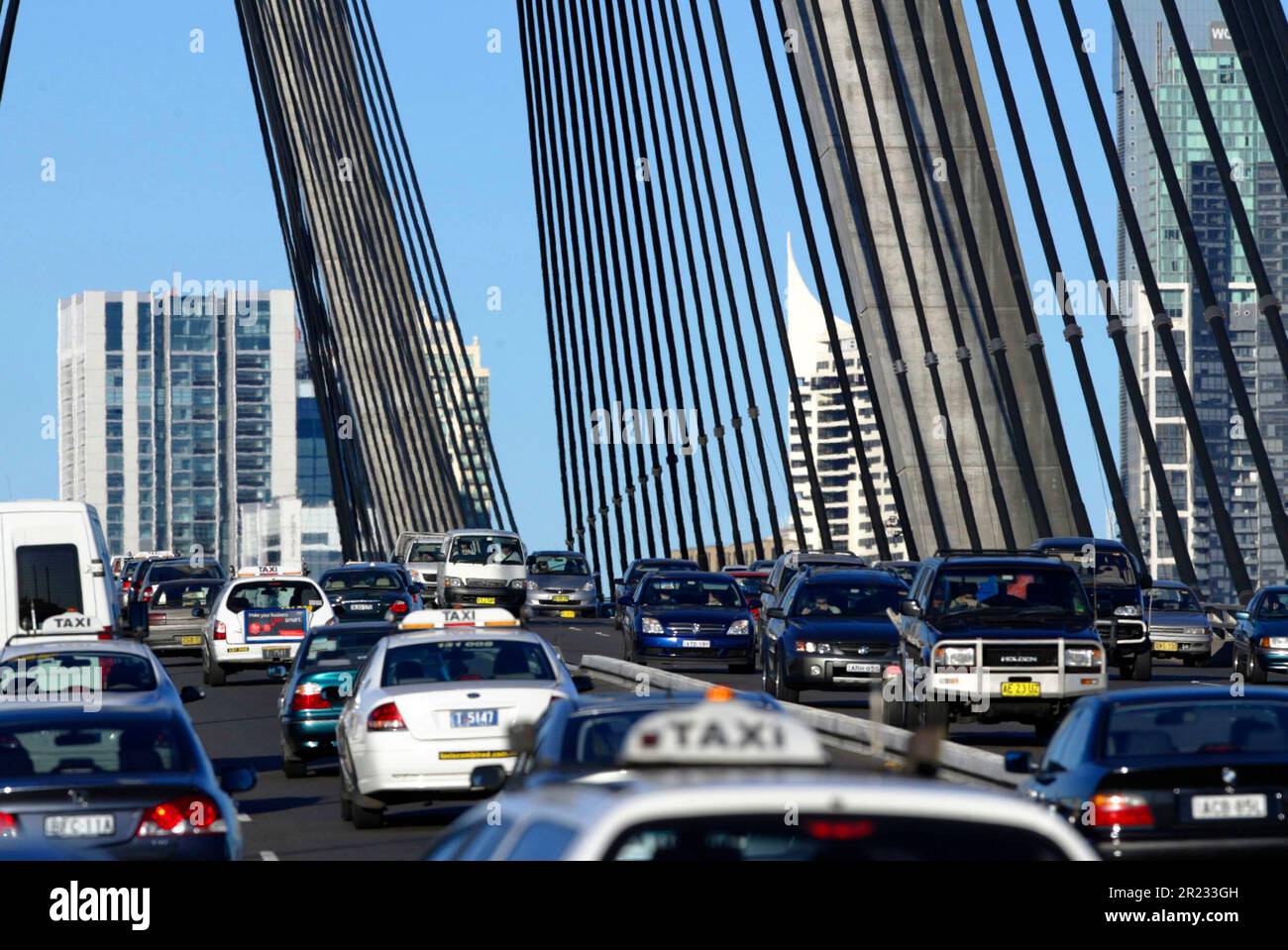 The Anzac Bridge in Sydney, Australia, with traffic Stock Photo - Alamy