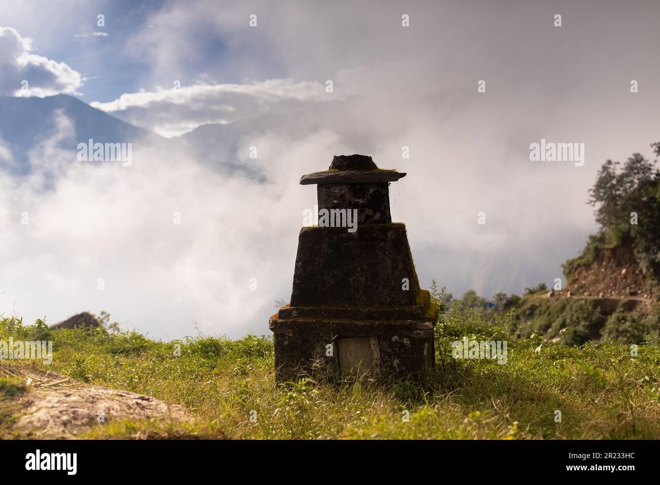 White stupa colorful prayer hi-res stock photography and images - Alamy