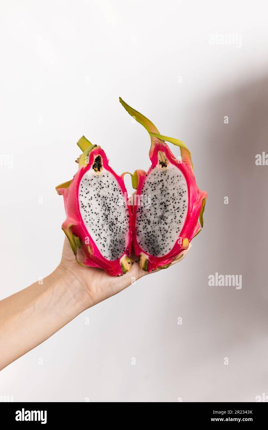 Pitaya. Dragon fruit. Colorful, healthy morning breakfast made to eat ...