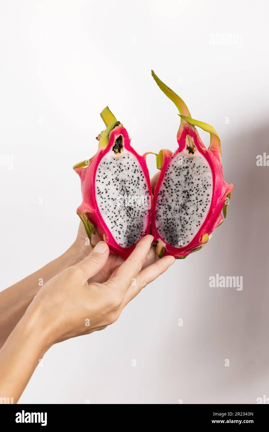 Pitaya. Dragon fruit. Colorful, healthy morning breakfast made to eat ...
