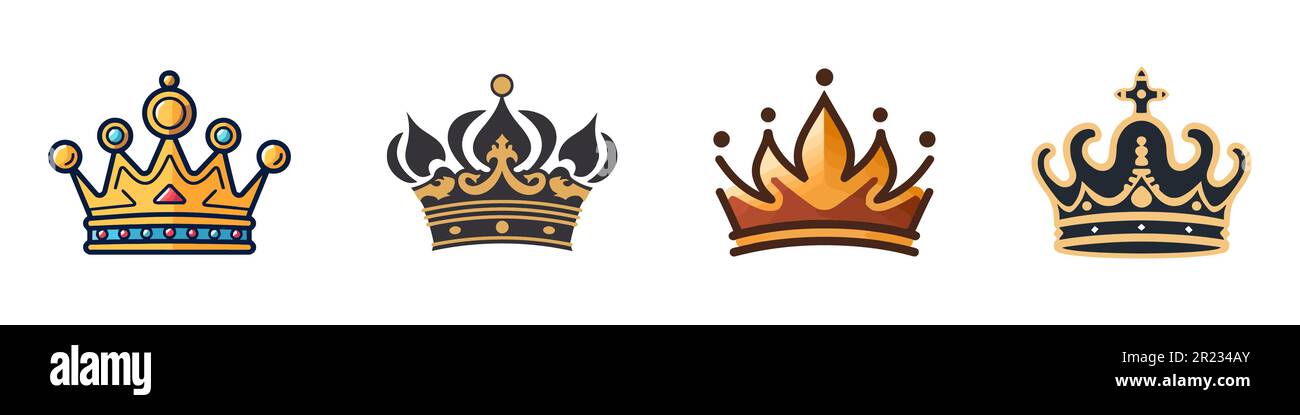 Vector collection of creative king and queen crowns symbols or logo ...