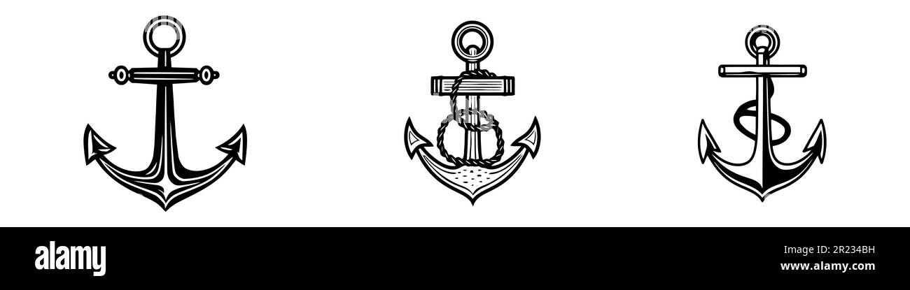 Set of anchor symbols or logo template vector on white background Stock ...