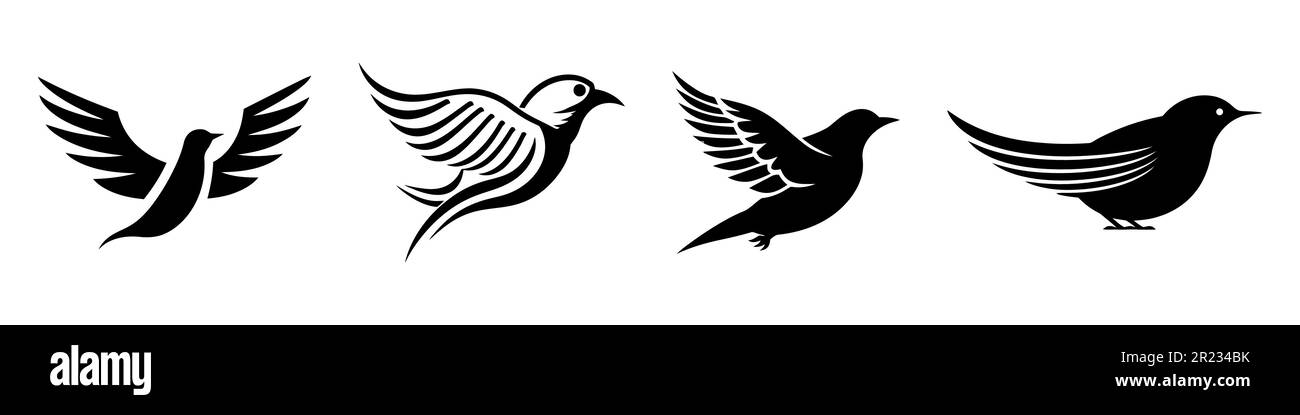 Birds icon set. Vector logo set isolated on white background Stock ...