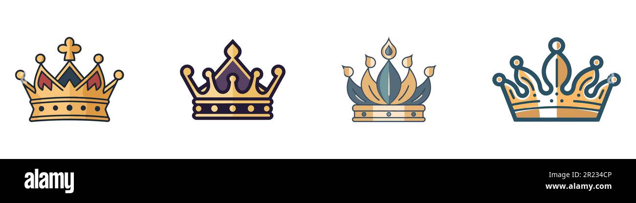 Vector collection of creative king and queen crowns symbols or logo ...