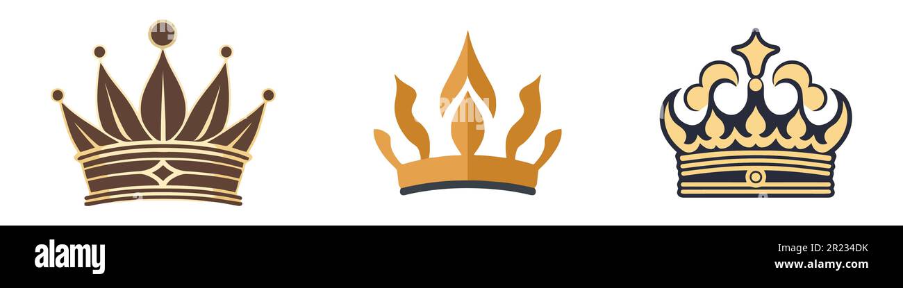Vector collection of creative king and queen crowns symbols or logo ...