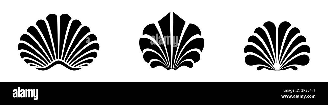 Shell vector icon set. Simple flat symbol on white background Stock ...