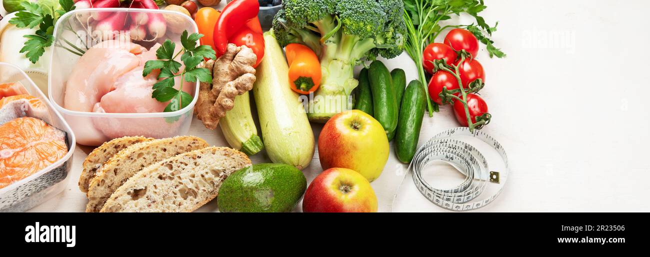 Balanced diet food background. Nutrition, clean eating food concept ...