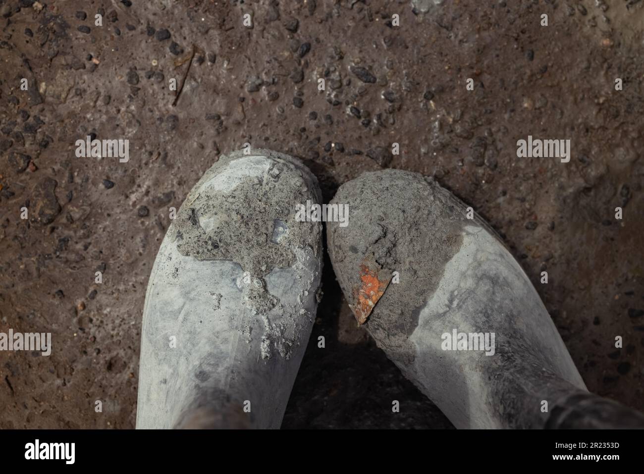 hard work shoes in Dubai street construction worker Conceptual shooting ...